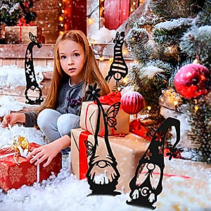 Garden Gnomes, Sanyi Gnomes Garden Decorations for Yard, 23" Large Garden Stakes Decorative, Hollow Out Silhouette Metal Garden Decor for Lawn, Metal Yard Art (4 PCS)