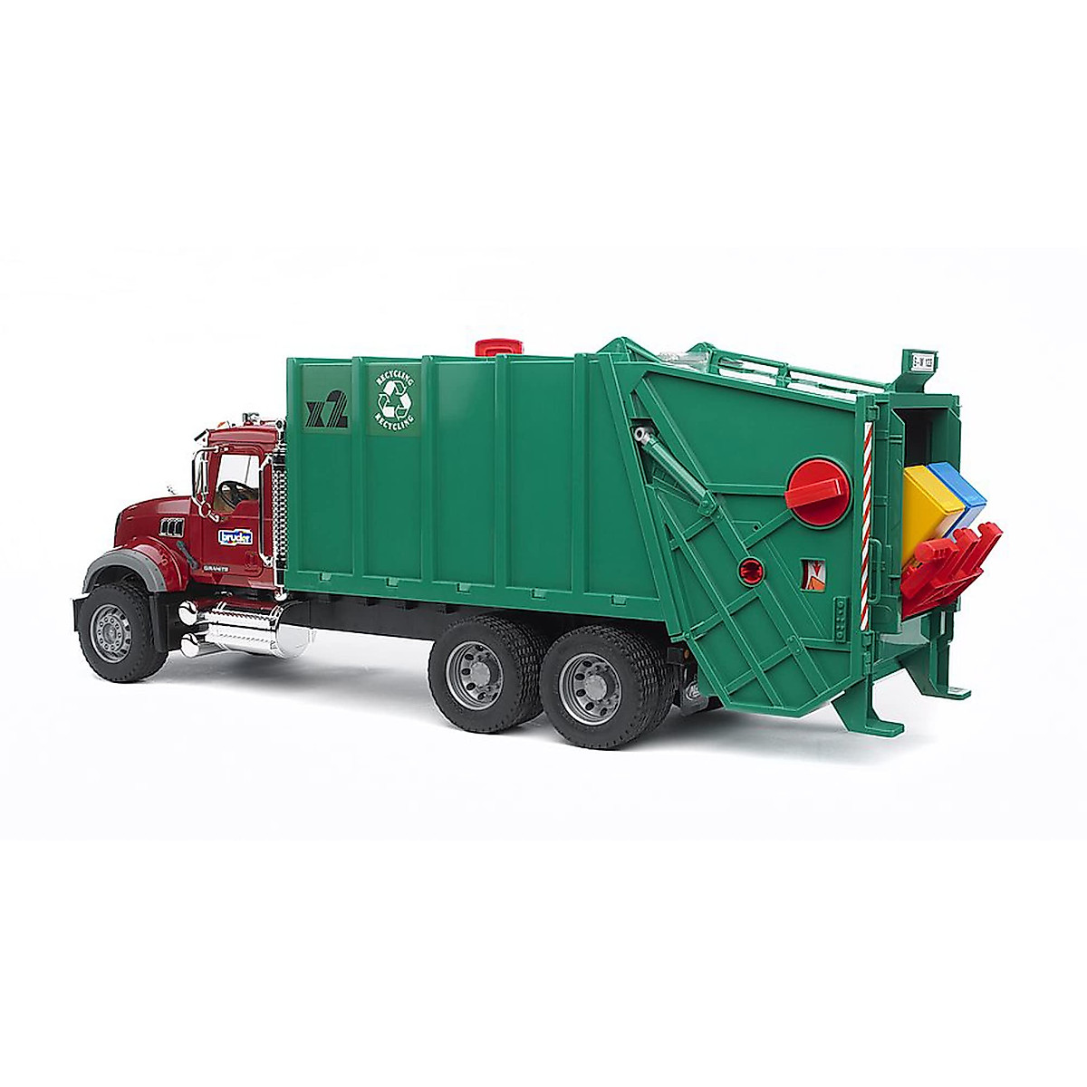 Bruder Mack Granite Garbage Truck (Ruby red-Green)