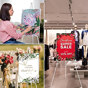 ARTASY 63" Easel Stand for Wedding Signs, Posters, Portable Artist Easel for Painting Canvas, Tripod for Home and Office, Supports 5 lbs-White 1/Pack