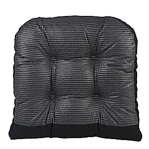 Klear Vu Gripper Overstuffed Universal Non-Slip Dining Chair Cushions for Kitchen Decor or Office Use, U-Shaped Skid-Proof Seat Pad, 15x15 Inches, 4 Count (Pack of 1), Midnight Black