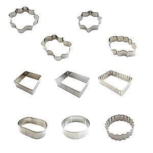 Fancy Plaque Cookie Cutters Set of 10 pcs, Stainless Steel Wedding Frames Shaped Fondant Cutter Molds Baking DIY
