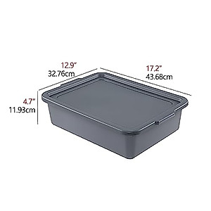 Esdiplot 13 L Commercial Bus Tub with Lid, Food Service Bus Tubs with Lids, Bus Box for Restaurant, Gray, 3 Pack