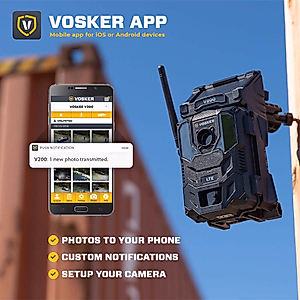 Vosker V200 | Cellular Security Camera | Built-in Solar Panel | LTE, Wireless, Weatherproof, No Wi-Fi Required | Motion Activated Outdoor Surveillance Cameras | Mobile Photo Notifications (V200)