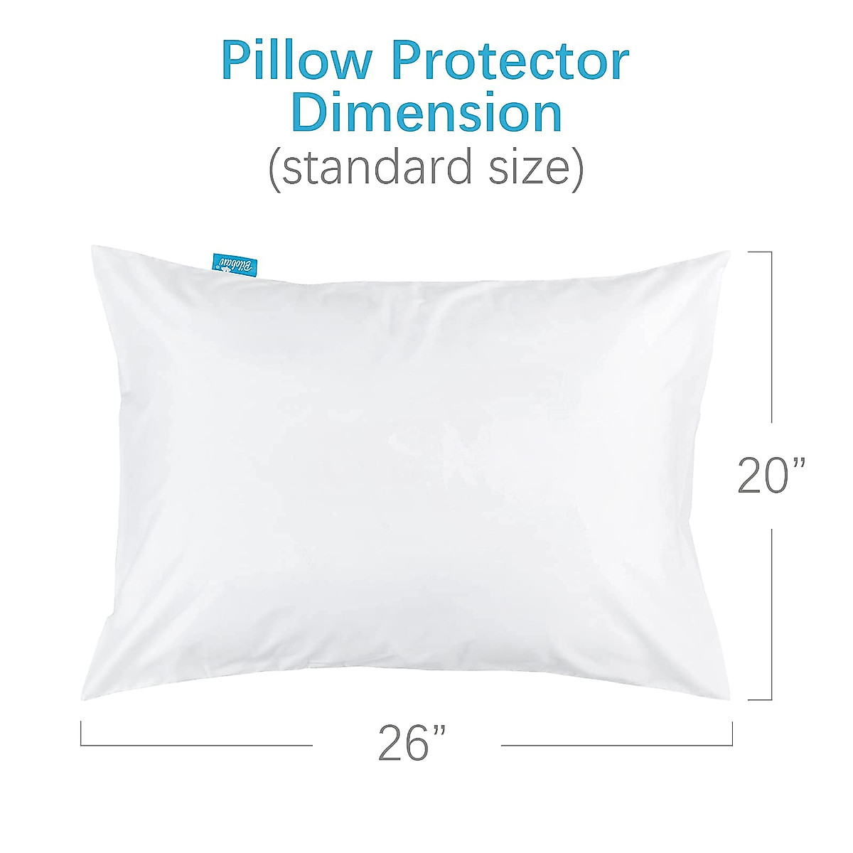 Pillow Protector 100% Waterproof & Noiseless Pillow Cover Pillow Protectors with Zipper Standard Size 2 Pack 20 x 26 Inches Pillow Cases Machine Washable