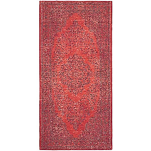 SAFAVIEH Classic Vintage Collection Accent Rug - 2'4" x 4'8", Orange & Red, Oriental Medallion Cotton Design, Easy Care, Ideal for High Traffic Areas in Entryway, Living Room, Bedroom (CLV121B)