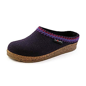 HAFLINGER Unisex Grizzly Zig Zag Wool Clogs, Eggplant, 42EU