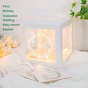 LIKAJON 1 Pack Wedding White Card Box, Transparent White Gift Card Box for Wedding Decorations for Reception, Money Box for Bridal Shower Decorations Party Reception Anniversary Baby Shower