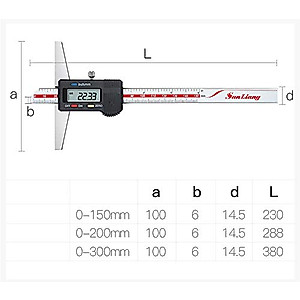 GLTL General Tools Depth Gauge Vernier Caliper,0-6"/150mm,0-8"/200mm,0-12"/300mm (Digital 0-200mm)