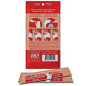 Lucy Pet Products Kitty Lickies Mousse Cat Treat Salmon & Chicken Recipe 2oz