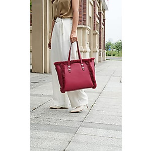 MKF Collection Fuzzy Tote Bag for Women Top-Handle Fluffy Faux Fur Crossbody Vegan Leather Purse