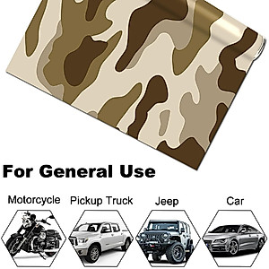 Camo Vinyl Wrap for Car, Vinyl Wrap for Cars Exterior Accessories -DIY Camouflage Wrap Vinyl Roll for Car Wraps Truck,Vehicle,Motorcycle,Computer,Desk (5ft×1ft)(Desert Camo)