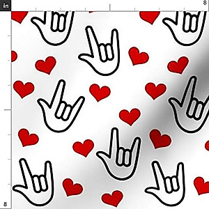 Spoonflower Fabric - Love Yous Hearts Valentine You Sign Language Printed on Polartec(R) Fleece Fabric Fat Quarter - Sewing Blankets Loungewear and No-Sew Projects