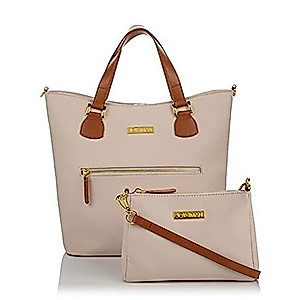 JOY & IMAN Alexandria Leather Tote Crossbody Zip Pockets Cognac NEW 539-083