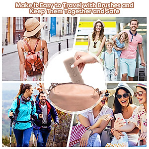 Hydream 2Pack Makeup Brush Holder Travel,Silicone Makeup Brush Case Bag Cute Soft Portable Cosmetic Brushes Holders,Magnetic Closure,Waterproof Makeup Brushes Organizer for Traveling-Pink,Khaki