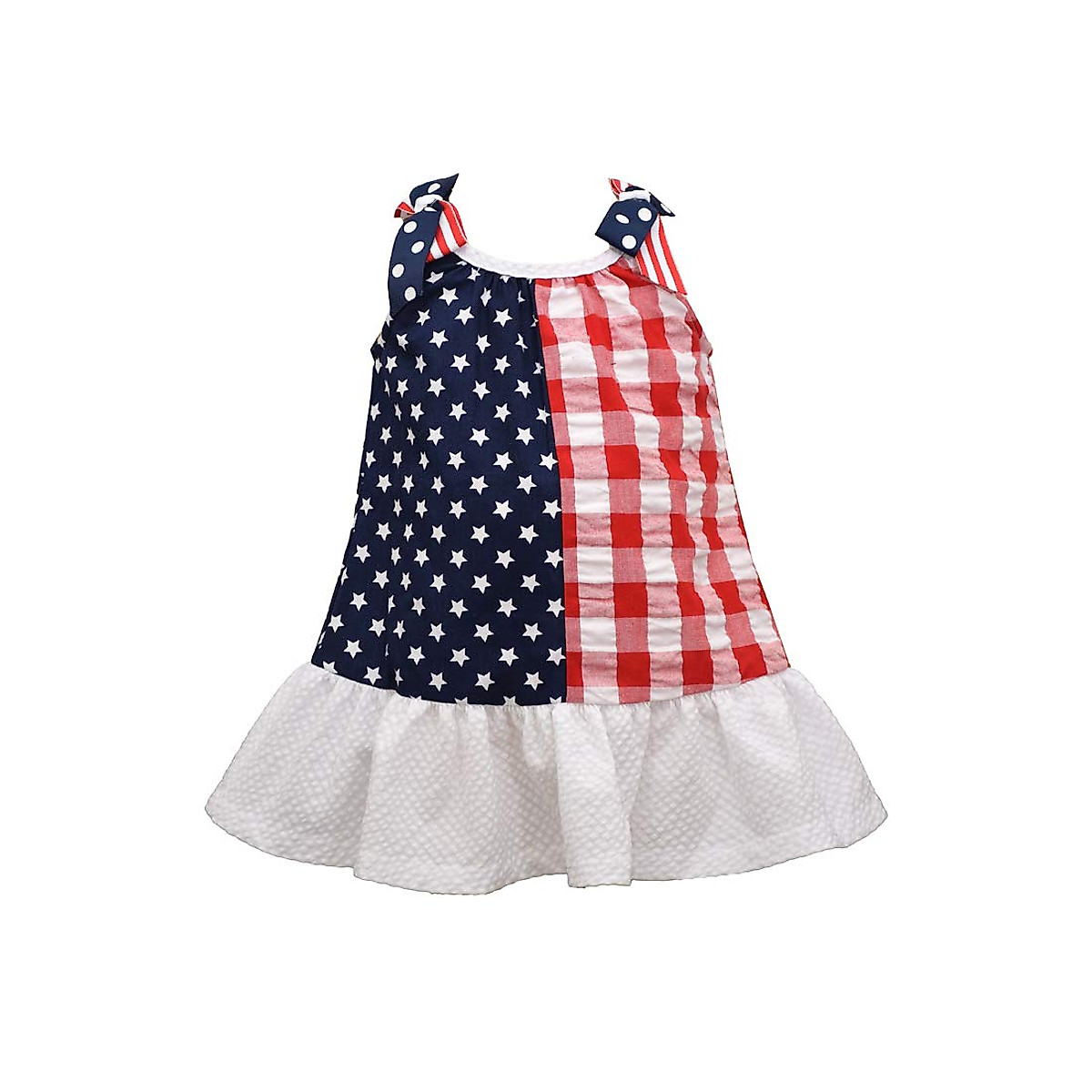 Bonnie Jean Girl's 4th of July Dress - Patriotic Stars and Stripes Flag Dress for Baby Toddler and Little Girls, 3-6 Months