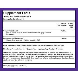 Piping Rock Ginkgo Biloba 120mg | 200 Capsules | Standardized Extract Supplement | Non-GMO, Gluten Free