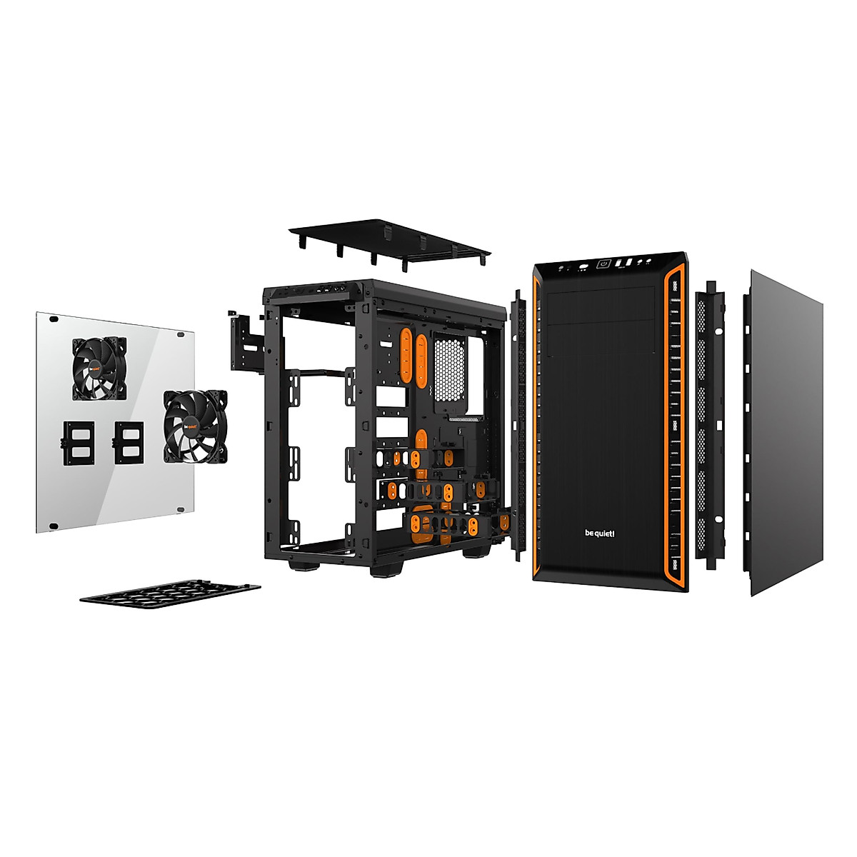 be quiet! Pure Base 600 | ATX Midi Tower PC Case | 2 Pre-Installed Fans | Tempered Glass Window | Orange | BGW20