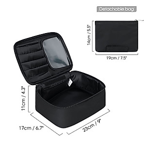 Narwey Travel Makeup Bag Large Cosmetic Bag Make up Case Organizer for Women (Black)