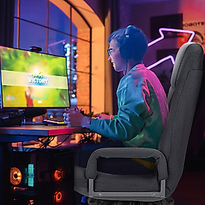 ACIPENSER Swivel Gaming Chair Multipurpose Floor Gaming Chair for Playing Video Games, TV, Reading w/Armrest Lumbar Support & 6 Adjustable Postion Backrest for Adults & Kids,Grey