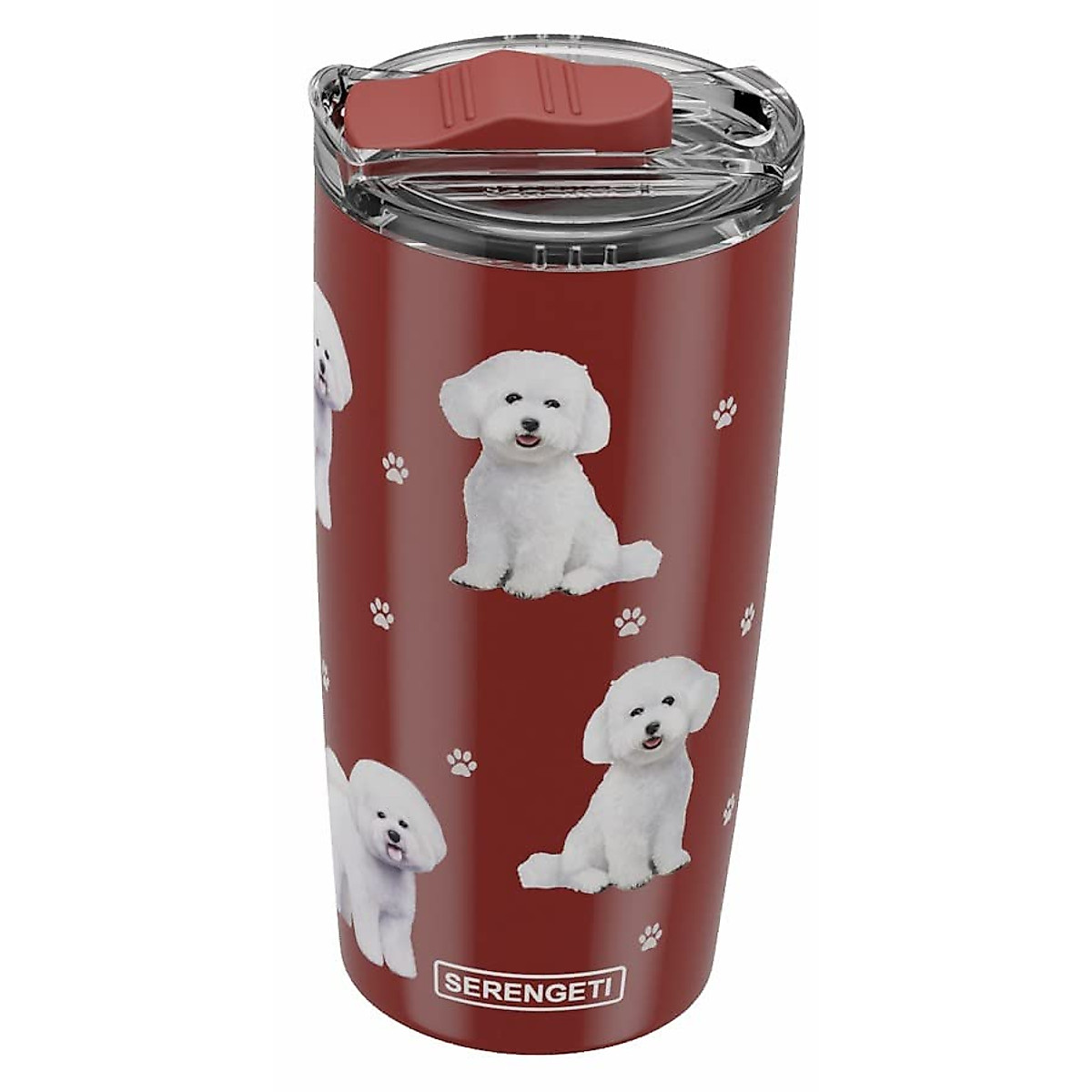 SERENGETI Bichon Frise 20 Oz. Stainless Steel, Vacuum Insulated Tumbler with Spill Proof Lid - 3D Print - Insulated Travel mug for Hot or Cold Drinks (Bichon Frise Tumbler)