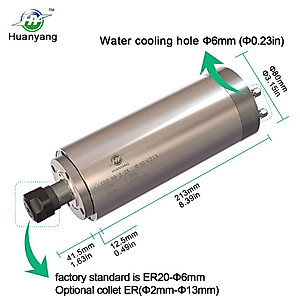 HY HUANYANG Water Cooled CNC Spindle Motor 220V 2.2KW 24000RPM 400hz Φ80mm ER20 for Engraving Machine
