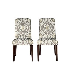 Homepop Home Decor | Upholstered Patterned Parsons Dining Chairs Set of 2 | Accent Chairs Set of 2 with Curved Back, Suri Brown