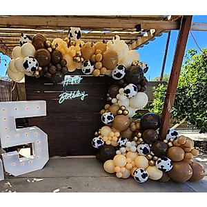 EROOCAI Cowboy Balloons Garland Arch Kit-150pcs Brown Apricot Cocoa Cow Pattern Balloons for Western Cowboy Cowgirl Farm Animal Themed Baby Shower Bachelor Birthday Party Decorations Supplies