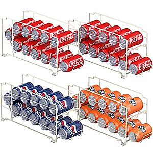 SimpleHouseware Soda Can Organizer Stackable Rack Dispenser for Pantry/Refrigerator, White, Set of 4