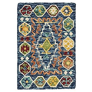 SAFAVIEH Aspen Collection 2' x 3' Navy / Gold APN501A Handmade Boho Wool Accent Rug