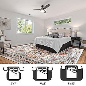 BESTSWEETIE Area Rug 8x10 Rugs for Living Room 8 x 10 Washable Rugs Non Slip Vintage Boho Living Room Rugs for Bedroom Dining Room, Distressed Floral Pattern Carpet, Beige