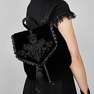 Ro Rox Velvet Backpack Ornate Gothic Frill Tassel Faux Leather Embroidery