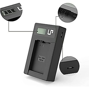 NP-FW50 Battery Charger, LCD Dual Charger Compatible with Sony Alpha A6000, A6400, A6100, A6300, A6500, A5100, A7, A7 II, A7R, A7R II, A7R2, A7S, A7S II, A7S2, A5000, A3000, RX10, NEX-3/5/7 Series
