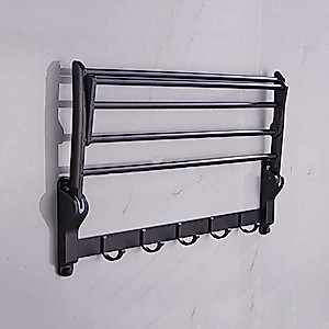 OMOONS Towel Rack Towel Rack Aluminum Towel Rack with Rod Holder Wardrobe Bathroom Hook Towel Rack