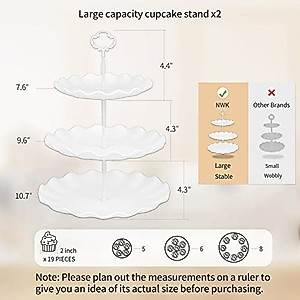 NWK 5 Piece Cake Stand Set with 2xLarge 3-Tier Cupcake Stands + 3X Appetizer Trays Perfect for Wedding Birthday Baby Shower Tea Party