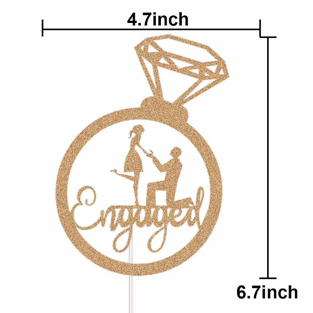 Engaged Cake Topper Proposal Party Decor Diamond Ring Bride and Groom Engagement Party Decorations Rose Gold Glitter