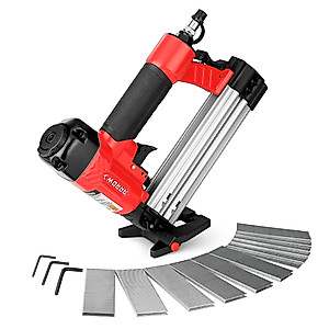 Arrow 4-in-1 Pneumatic 18 Gauge Flooring Stapler/Nailer, Oil-Free Mini 18 GA Pneumatic Flooring Staple Gun/Nail Gun with 1200 Pcs Staples/Nails, Adjustable Depth, for Upholstery, Flooring