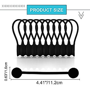 Kamemc Black Magnetic Cable Ties 10-Pack, Silicone Cord Twist Ties Magnet Strap for Charging Wire Organizer, Earphone Cords Wrap, Fridge Magnets, Storage Or Travel