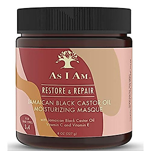 As I Am JBCO Masque 8oz - Deep Conditioning & Hydration - Repairs, Restores Scalp Health - Vegan & Cruelty Free - Enriched with Nano Jamaican Black Castor Oil, Vitamins C & E