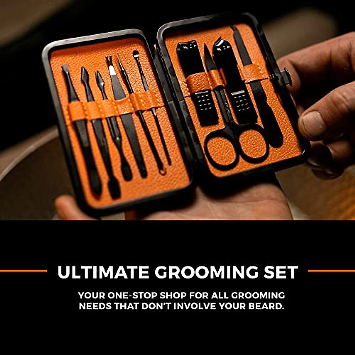 Ultimate Men's Grooming Kit, 10-Piece Set - The Arsenal Gift Set by Wild Willies, Multi-Purpose Manicure, Pedicure & Facial Tools Include Nail Clippers, Scissors, Tweezers & Blackhead Remover