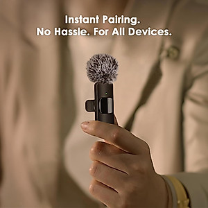 Mini Mic Pro (Newest Model), Wireless Microphone for iPhone, iPad, Android, Lavalier Microphone for Video Recording - 2 Pack iPhone Mic Crystal Clear Recording with USB-C for Podcast Microphone, ASMR