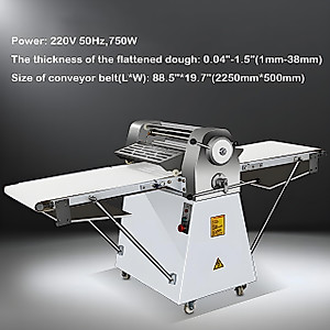HayWHNKN Dough Sheeter Commercial Pizza Dough Roller Sheeter 20'' Reversible Foldable Dough Sheeter 0.06''-1.4'' Thickness Pasta Machine Croissant Pastry Danish Puff Pastry Bakery Roller 220V