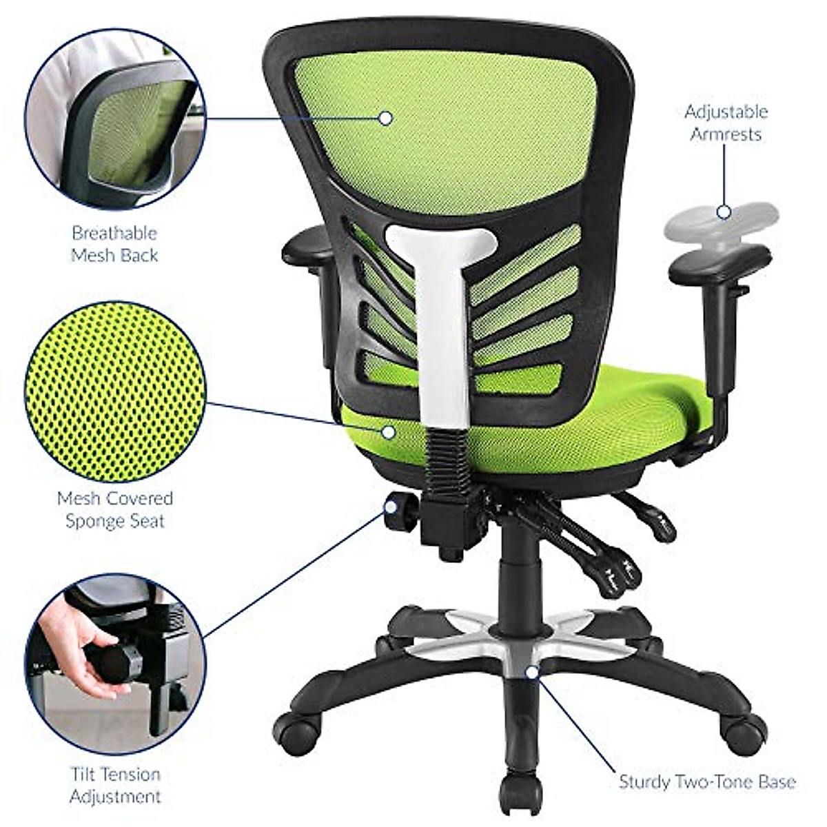 Modway Articulate Ergonomic Mesh Office Chair in Green
