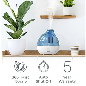 Pure Enrichment® MistAire™ Ultrasonic Cool Mist Humidifier - Quiet Air Humidifier for Bedroom, Nursery, Office, & Indoor Plants - Lasts Up To 25 Hours, 360° Rotation Nozzle, Auto Shut-Off, Night Light