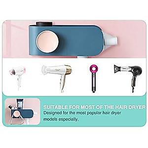 "N/A" Wall Mounted Hair Dryer Holder, Bathroom Accessories Storage Basket Styling Tool Organizer, No Drilling, Self Adhesive Colorful Design (Gray)