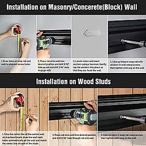 WORKPRO Garage Storage, Garden Tool Organizer Wall Mount 64 Inch with 8 Adjustable Hooks and Hangers, 4 Rails Steel Heavy Duty Tool Rack Holder