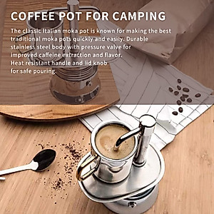 Gugxiom Stainless Steel Moka Pot, Mini Camping Coffee Percolator, Classic Italian Style Stainless Steel Coffee Pot, Light and Resistant, for Outdoor Camping