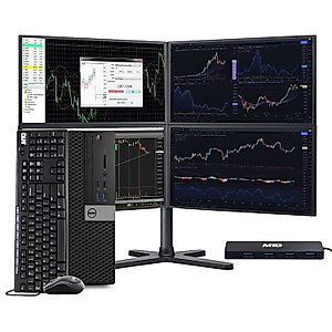 Dell Trading Optimized PC Bundle Intel i5 6th Gen, 32GB RAM, 512 GB nvme SSD, 4 New 24” Monitors, 2 Network Cards, Trading Platform Support, MTG 4 in 1 USB HUB, Keyboard & Mouse Win 10 Pro (Renewed)