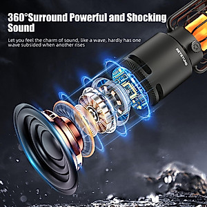 Outdoor Bluetooth Speakers, LED Flame Light Speaker for Men Women Fathers,Wireless Portable Speaker with Wall Mount/Hook,IP65 Waterproof Speaker for Patio/Yard/Party/Camping Black