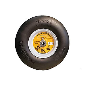 HORSESHOE New Commercial Solid 13x5.00-6 Flat Free Smooth Tire w/Steel Wheel for Riding Lawn Mower (Deck 36"-68") Garden Tractor - Center hub 3.25"-5.9" - Bore ID 1/2" 135006 (2)
