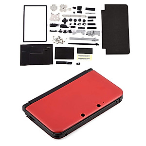 RANNYY case, Full Housing Case Cover Shell Repair Parts Complete Fix Replacement Kit for 3DS XL (red)